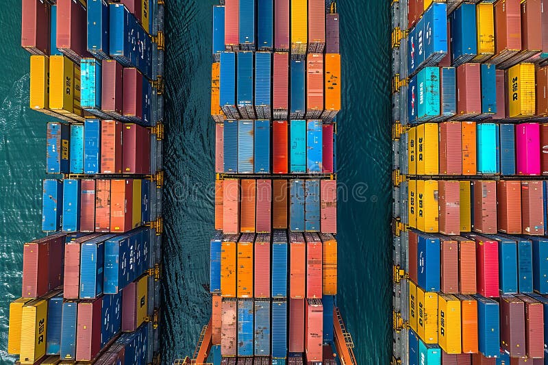 Shipping Containers from Cargo Ship for Import and Export. Logistics ...