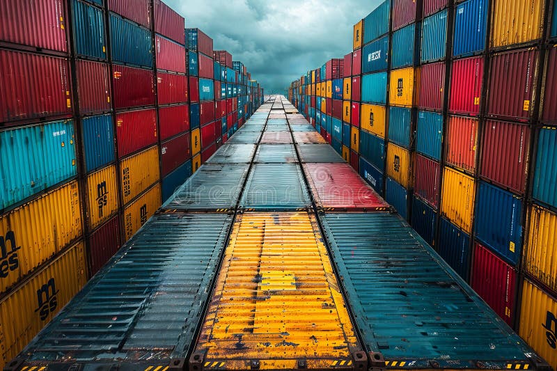 Shipping Containers from Cargo Ship for Import and Export. Logistics ...