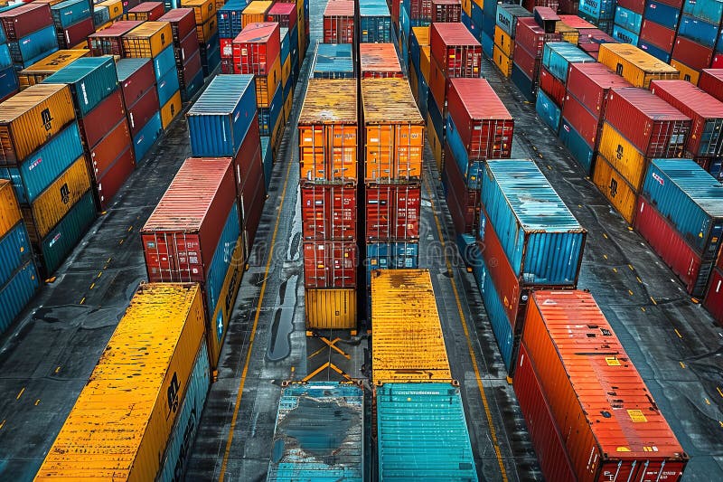 Shipping Containers from Cargo Ship for Import and Export. Logistics ...