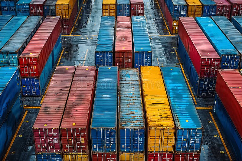 Shipping Containers from Cargo Ship for Import and Export. Logistics ...