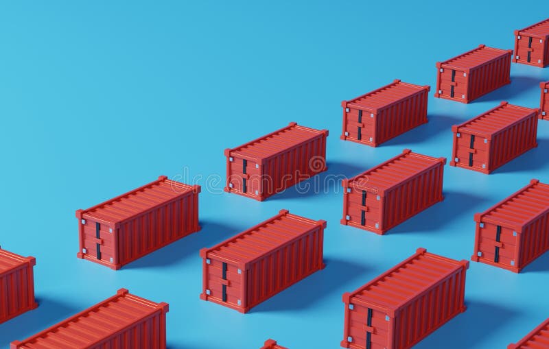 Shipping Containers. 3D Render Stock Illustration - Illustration of ...
