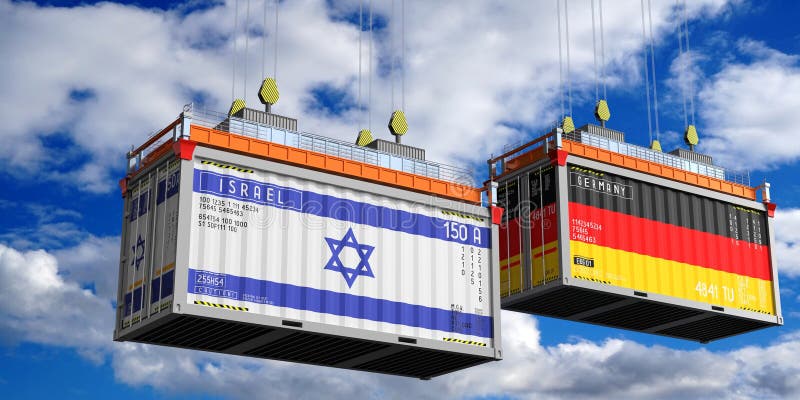 Shipping Containers with Flags of Israel and Germany Stock Illustration ...