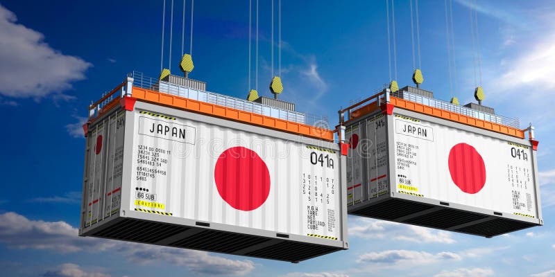 Shipping Containers with Flags of Japan Stock Illustration ...