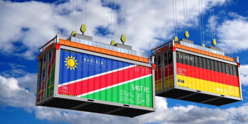 Shipping Containers with Flags of Namibia and Germany Stock ...