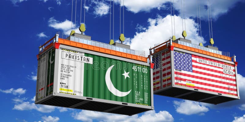 Shipping Containers with Flags of Pakistan and USA Stock Illustration ...