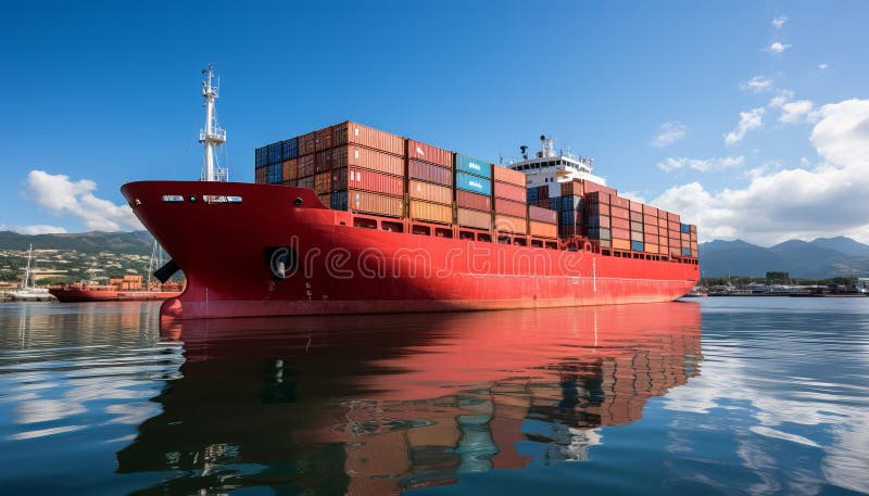 Shipping Containers Floating in the Sea, Transporting Cargo, with Space ...