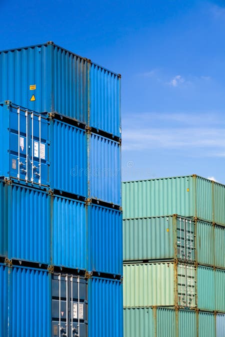 Shipping Containers at Harbor Terminal Stock Photo - Image of ...