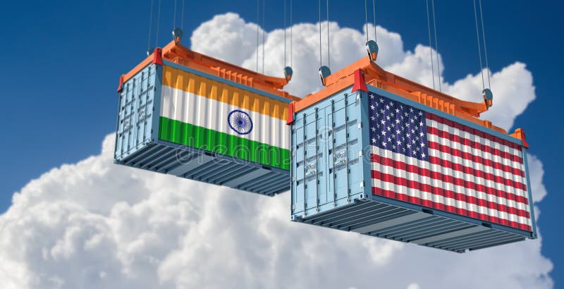 Shipping Containers with India and USA Flag. Stock Illustration ...