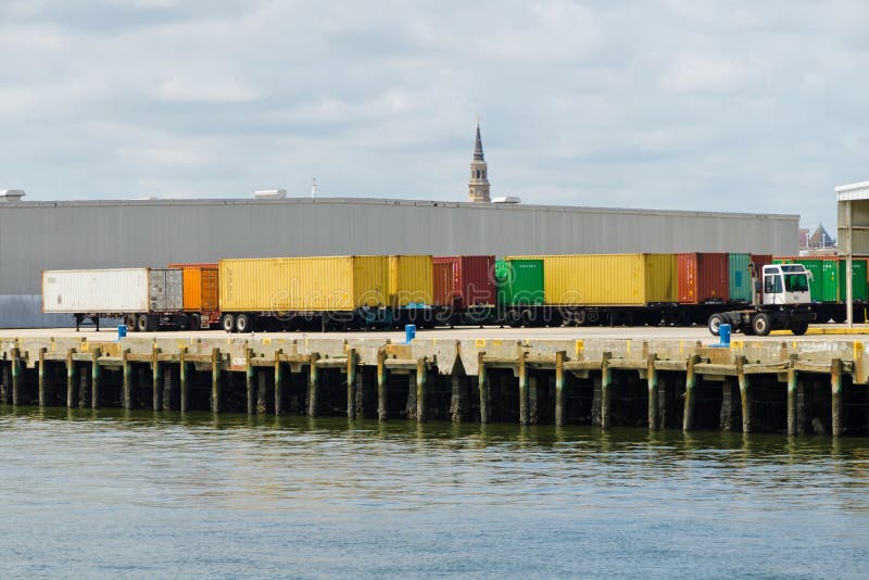 Shipping Containers in Port Stock Photo - Image of scene, equipment ...