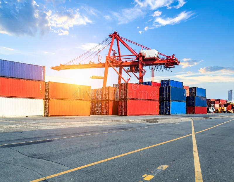 Shipping Containers in a Shipping Port Carrying Goods from Overseas ...