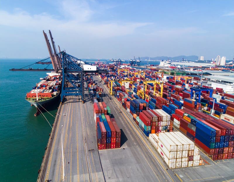 Shipping Containers in a Shipping Port Carrying Goods from Overseas ...