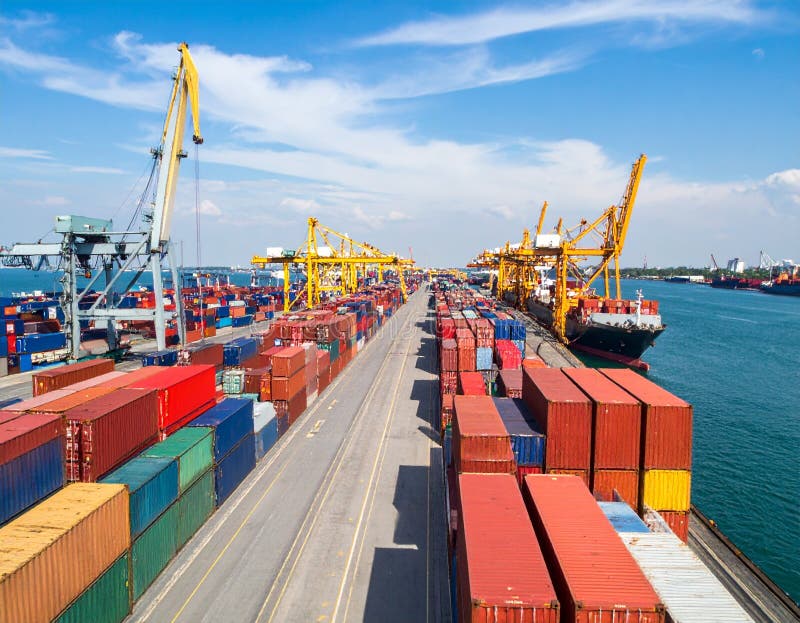 Shipping Containers in a Shipping Port Carrying Goods from Overseas ...