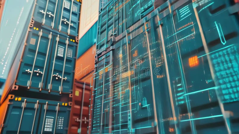 Shipping Containers Showing Augmented Reality Logistics and Data ...