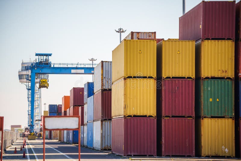 Shipping Containers Stacked Stock Photo - Image of stack, trading ...