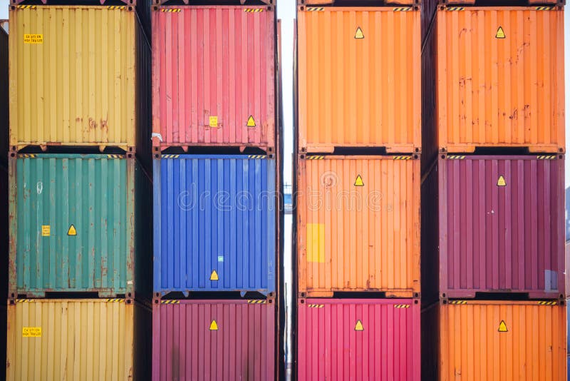 Shipping Containers Stacked Stock Photo - Image of large, heavy: 280976022