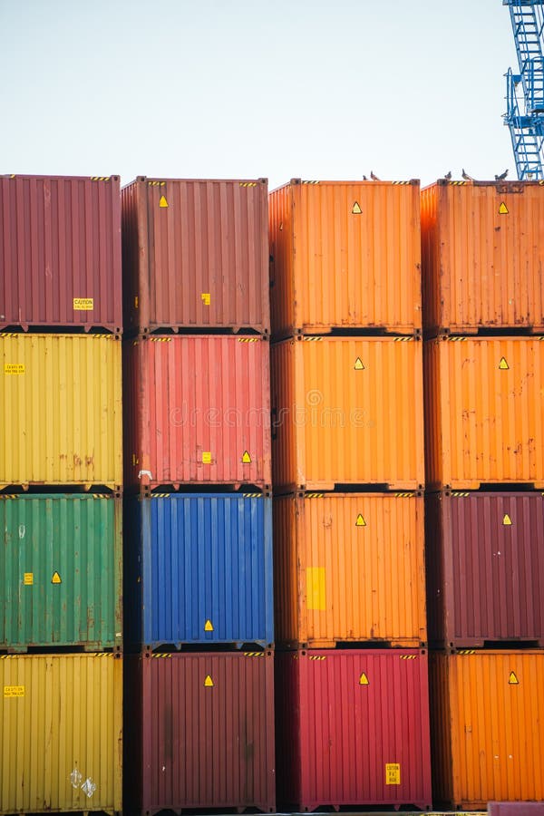 Shipping Containers Stacked Stock Image - Image of pattern, freight ...