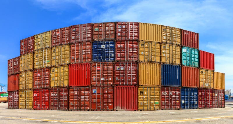 Shipping Containers Stacked at a Holding Platform. Editorial Image ...