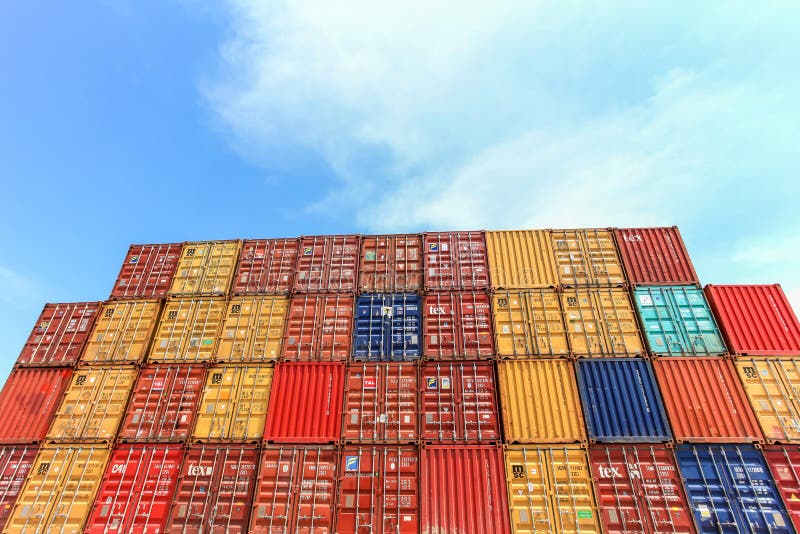 Shipping Containers Stacked at a Holding Platform. Editorial Image ...