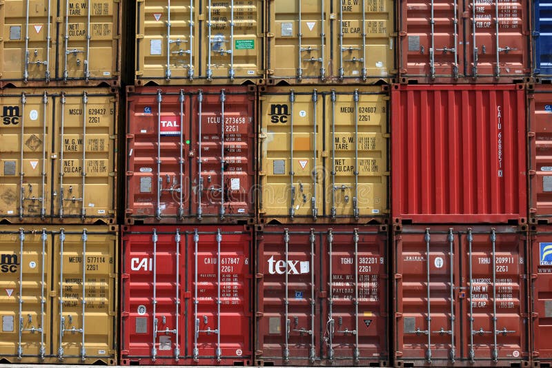 Shipping Containers Stacked at a Holding Platform. Editorial Photo ...