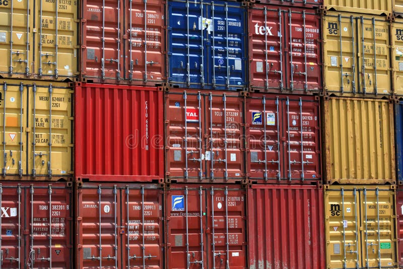 Shipping Containers Stacked at a Holding Platform. Editorial Stock ...