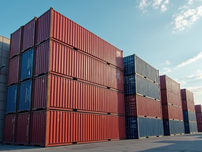 Shipping Containers Stacked at a Logistics Warehouse during the ...
