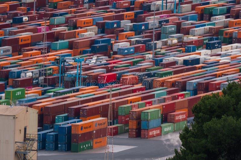 Industrial Port with Containers Editorial Stock Photo - Image of ...