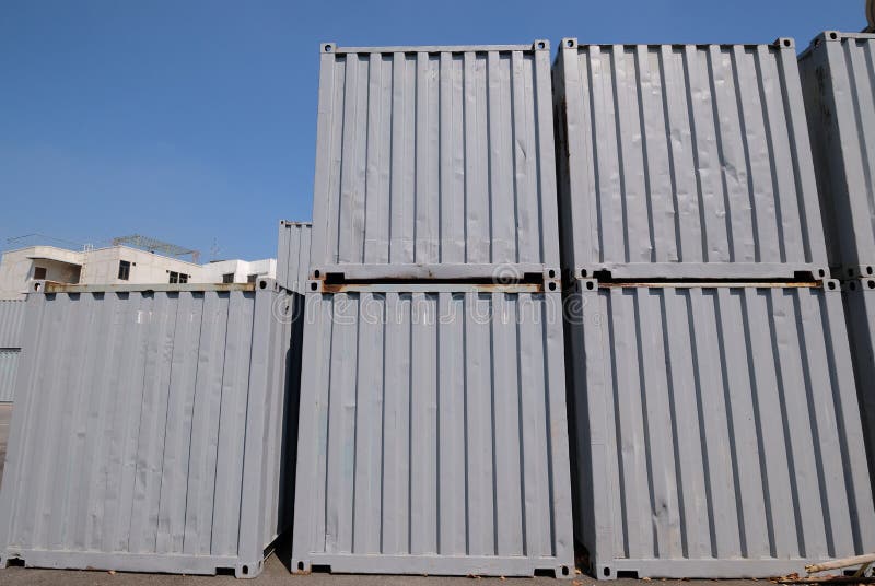 Shipping Containers Stacked Up in Urban Environment Stock Image - Image ...