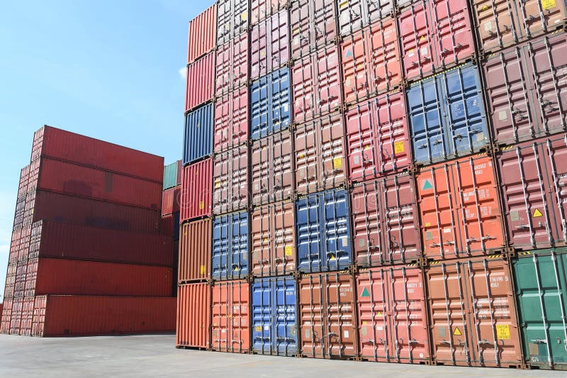 Shipping Containers are Staking at Yard for Import & Export Background ...