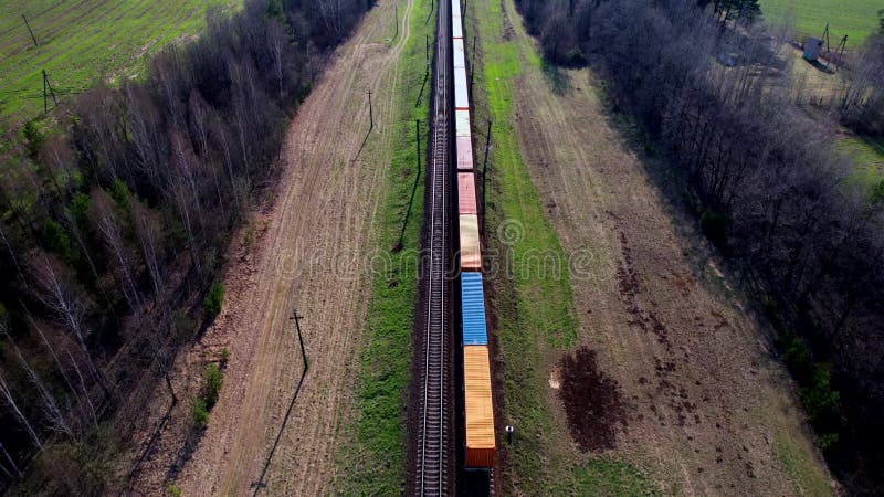 Shipping Containers Transportation on Freight Train by Railway. Cargo ...