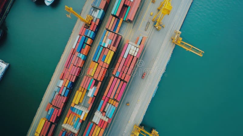 Shipping Containers and Warehouse from Above. Stock Illustration ...