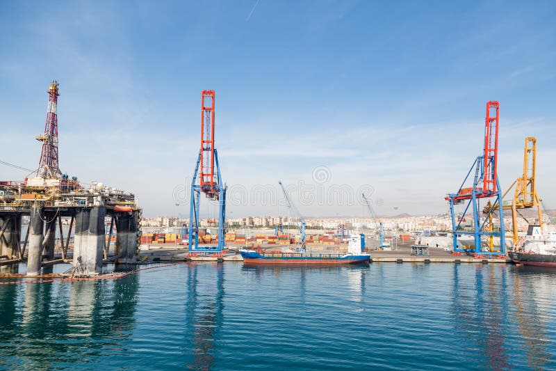 Oil Drilling Rig And Cranes Stock Image - Image of oilfield, industry ...