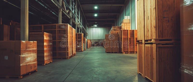 Shipping Crates Neatly Stacked in a Spacious Distribution Center for ...