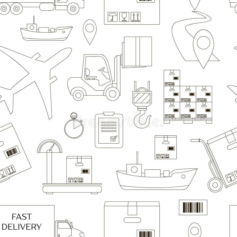 Shipping and Delivery Icons Set Pattern Stock Vector - Illustration of ...