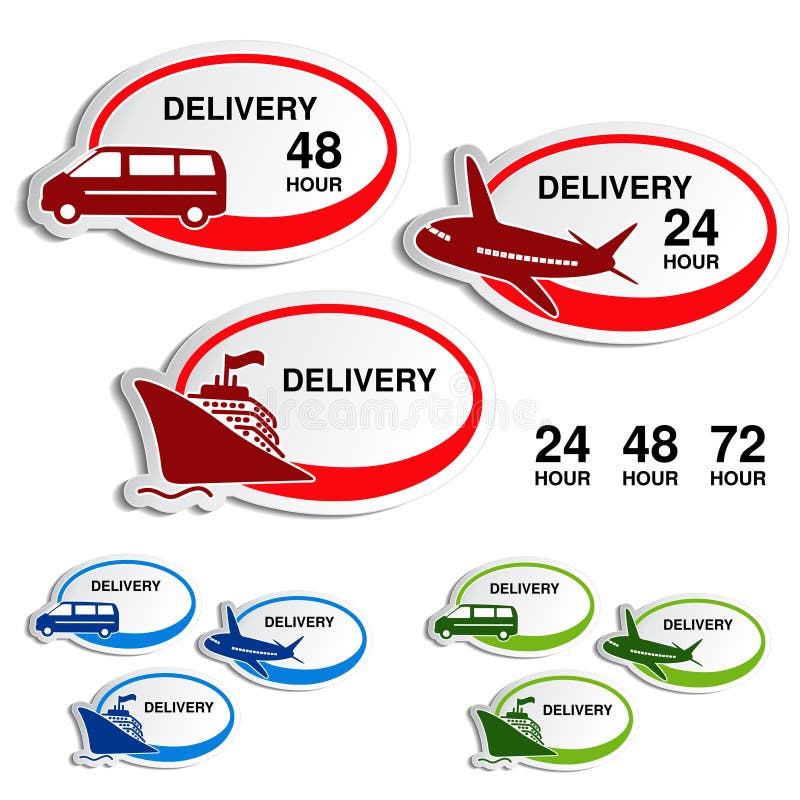 Shipping, Delivery Stickers - Car, Ship, Plane Stock Vector ...