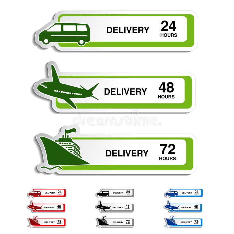 Shipping, Delivery Stickers - Car, Ship, Plane Stock Vector ...
