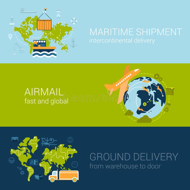 Shipping Delivery Types Concept Flat Web Template Infographics Stock ...