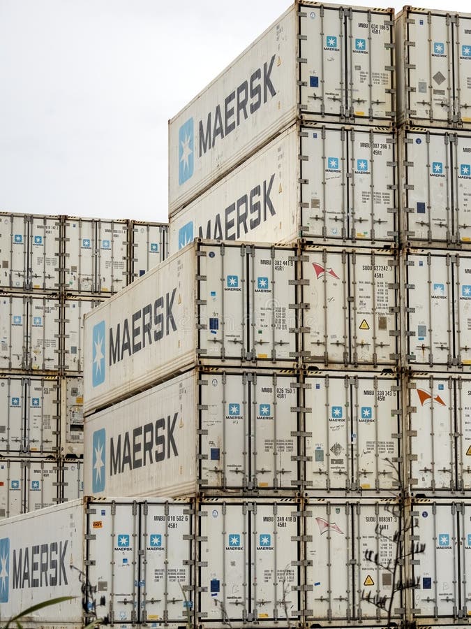 Shipping Depot Yard with White Containers Editorial Photography - Image ...