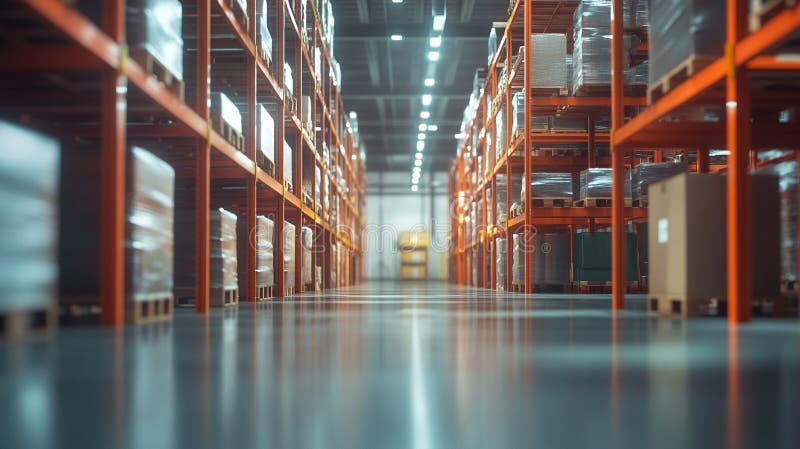 Shipping and Distribution Center with Industrial Shelving, Freight, and ...