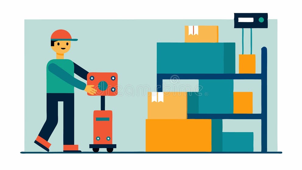 Shipping Facility an Employee with an Exoskeleton Stacking Boxes on a ...