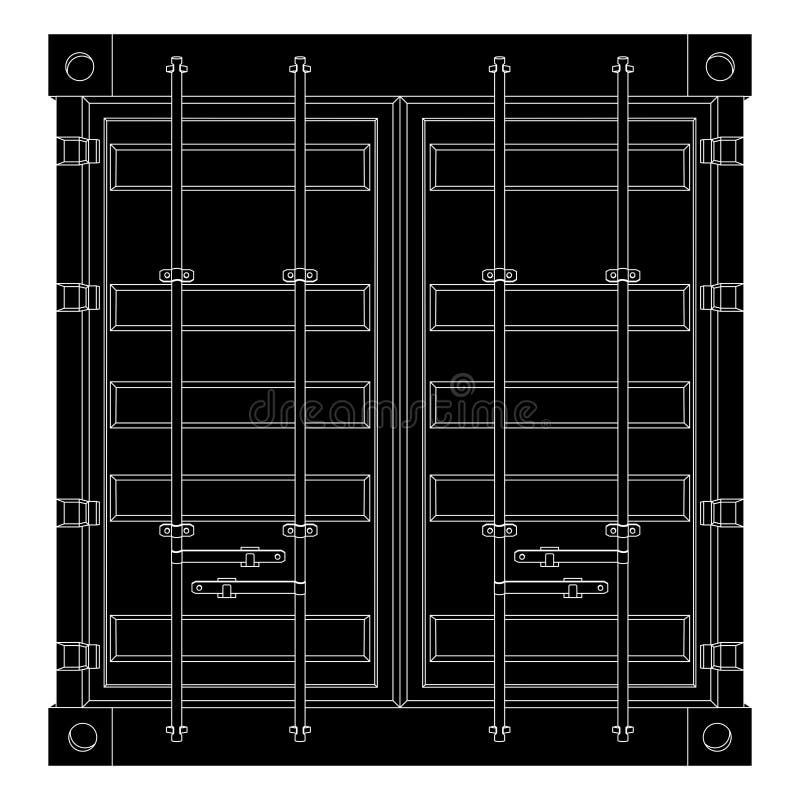 Shipping Freight Container. Outline Drawing Stock Vector - Illustration ...