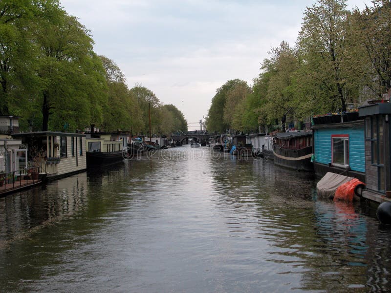 Shipping on a Gracht or Canal in Amsterdam Stock Image - Image of ...