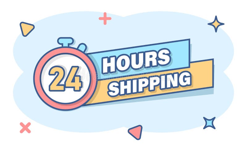 Shipping 24 Hours Icon in Comic Style. Delivery Countdown Cartoon ...