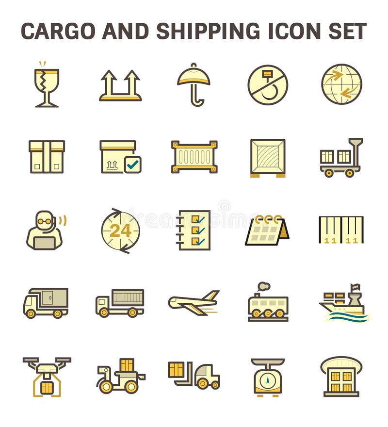 Shipping Icon Set stock vector. Illustration of carton - 100554587