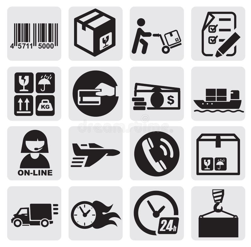 Logistic and Shipping Icons Stock Vector - Illustration of phone, globe ...