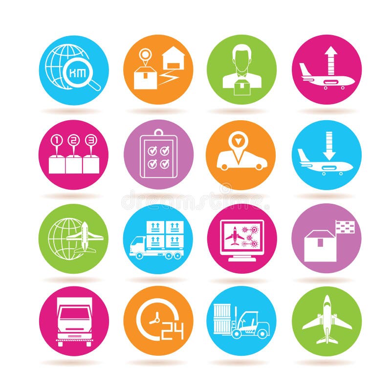 Shipping icons stock illustration. Illustration of round - 80944099