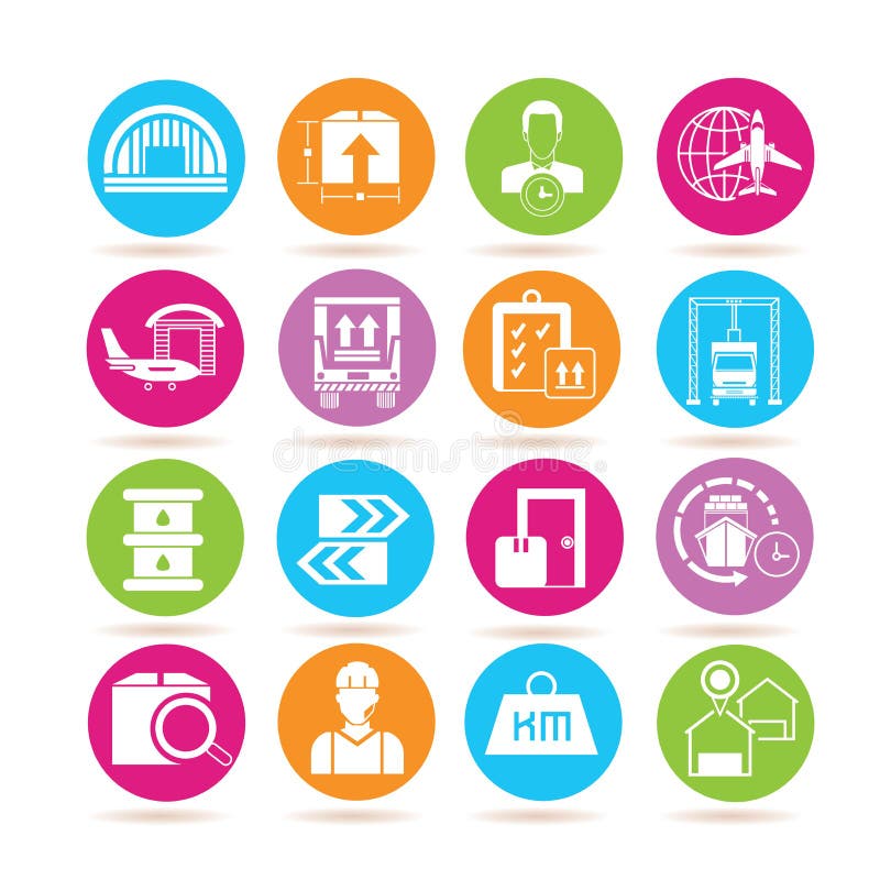 Shipping icons stock illustration. Illustration of circle - 80944402
