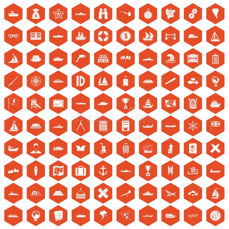 100 Shipping Icons Hexagon Orange Stock Vector - Illustration of device ...