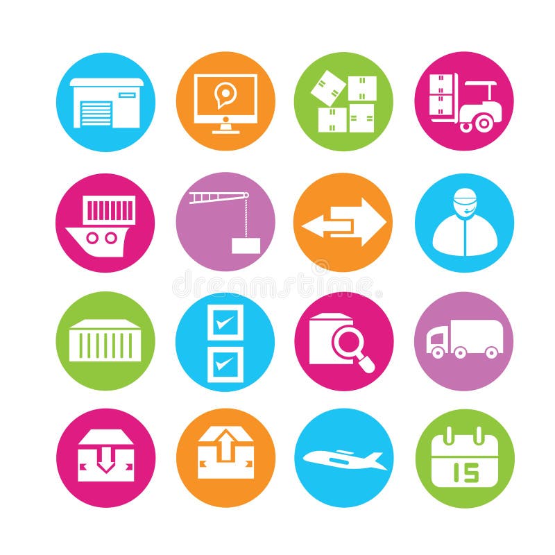 Logistics, Shipping and Transportation Icons Stock Vector ...