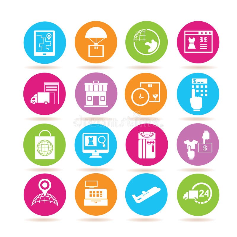 Shipping icons stock illustration. Illustration of globe - 59065390
