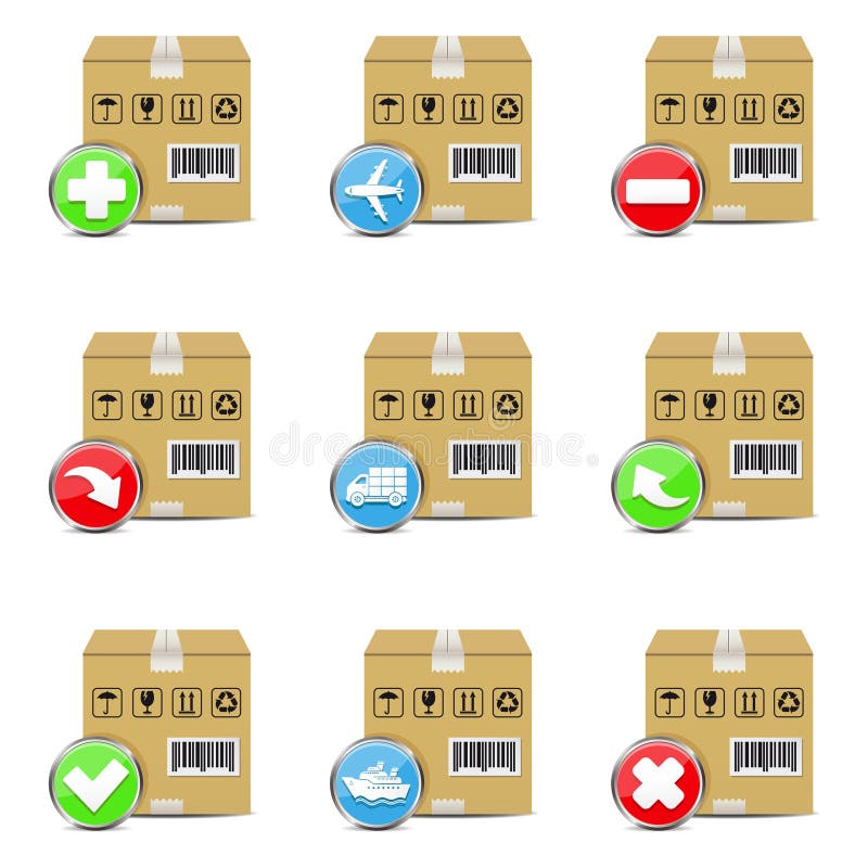 Shipping icons set stock illustration. Illustration of packaging - 48835468